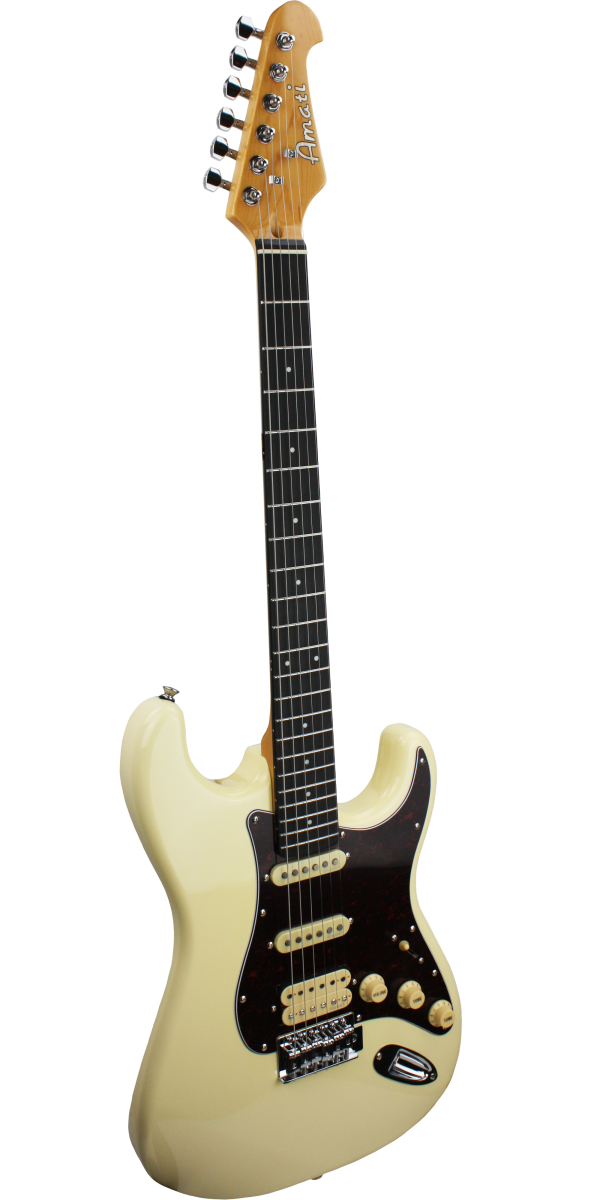 Amati 60STVW Electric Guitar, Classic Body Shape, Vanilla White w/acce ...