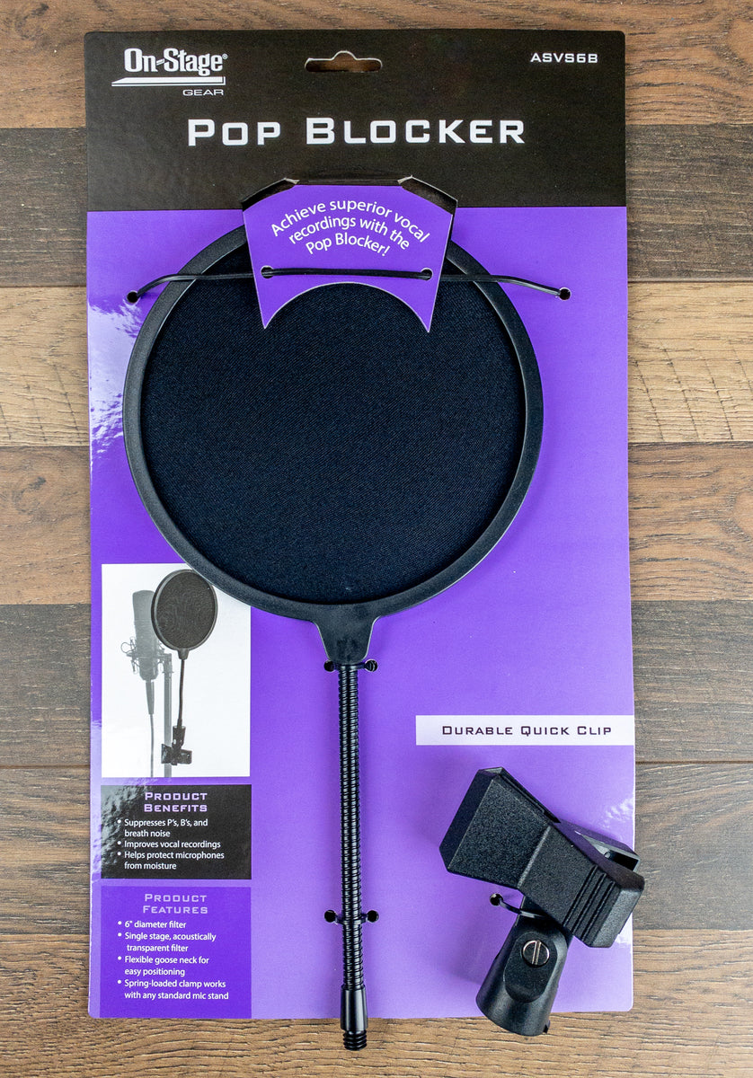 On-Stage ASVS6B 6" Pop Blocker Screen Clamps to Mic Stand w/Adjustable ...